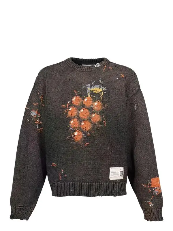 Mihara Yasuhiro Grape Jacquard Knit Sweater - Grey