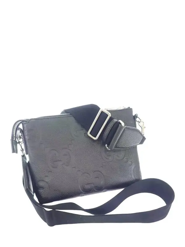 Gucci 2016-2026 Small Jumbo Gg Embossed Calfskin Messenger Bag Crossbody Bag - Black