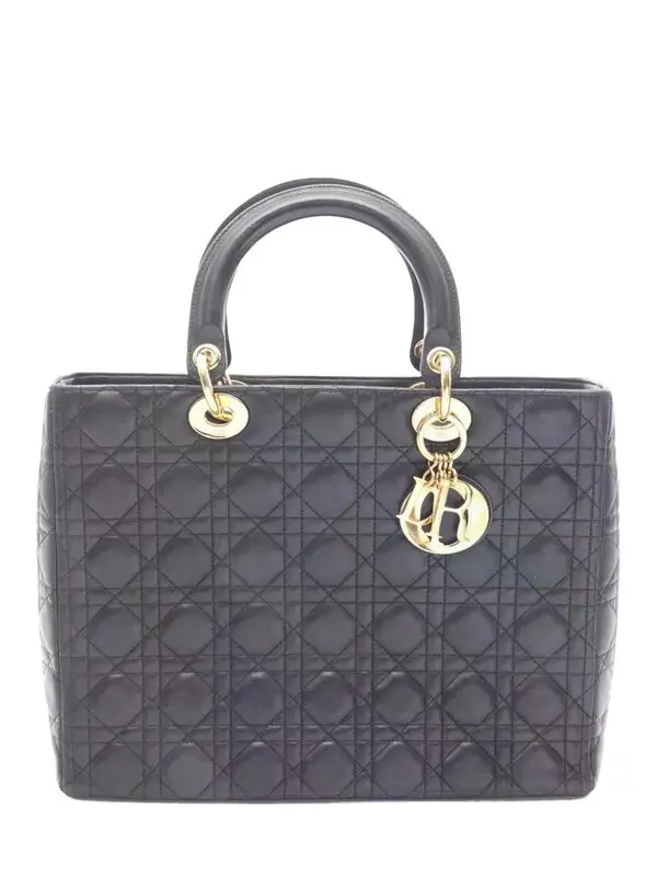 Dior 1990-2026 Large Lambskin Cannage Lady Satchel - Black