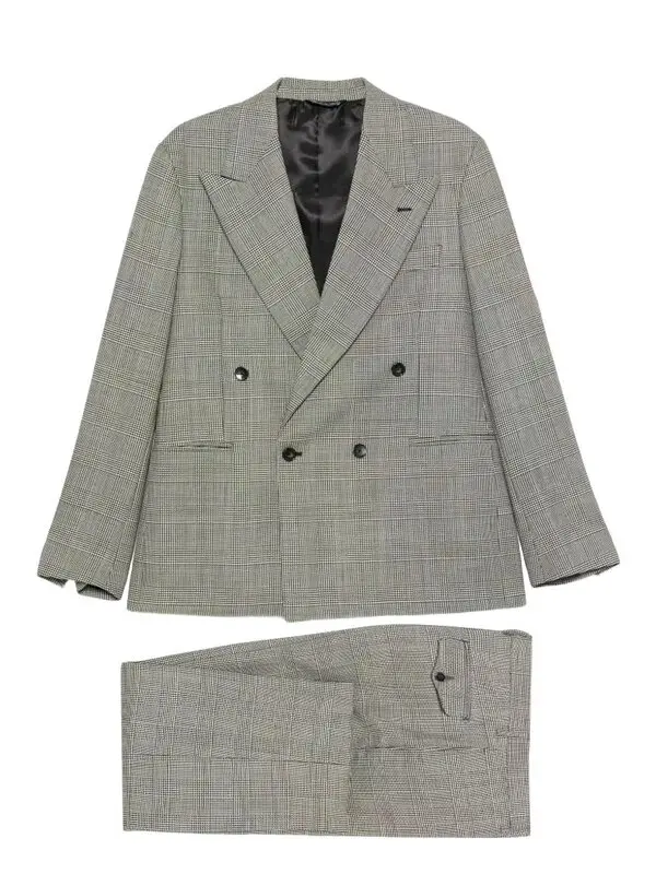 EPOCA Prince Of Wales Check Double-breasted Suit - Grey