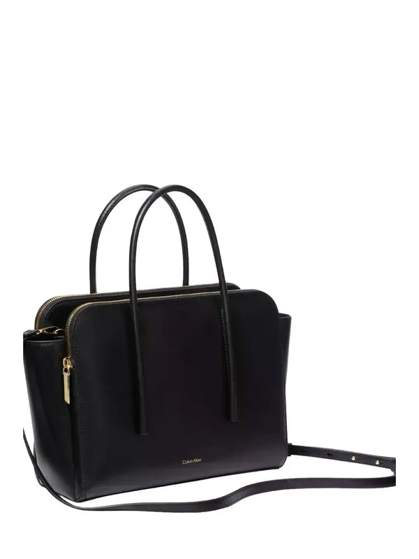 Calvin Klein Logo-print Leather Shoulder Bag - Black