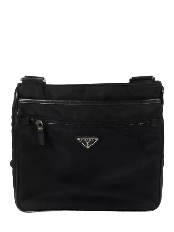 Prada Tessuto Saffiano Cross Body Bag - Black
