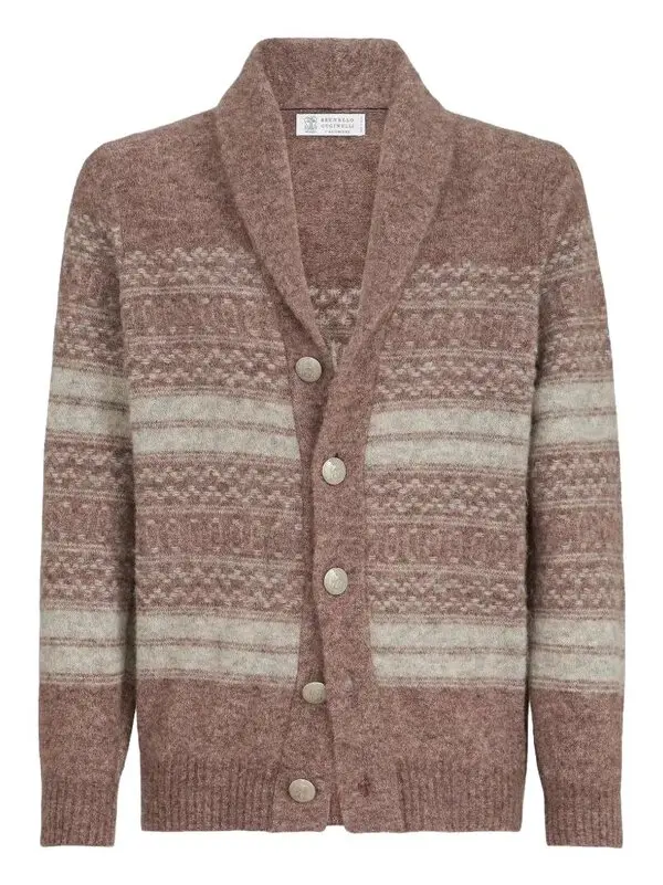 Brunello Cucinelli Cardigan Nordic Jacquard - Bordeaux