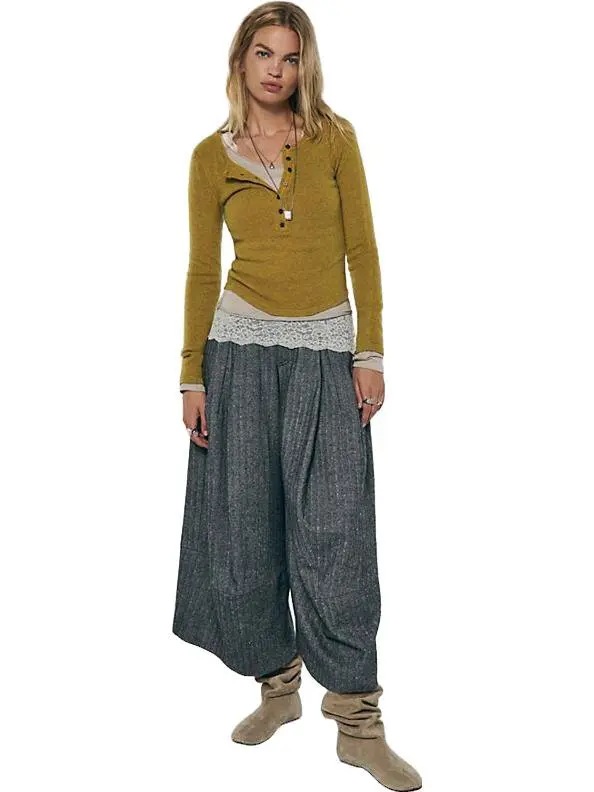 Free People Set In Stone Wool Trousers - Grey Combo