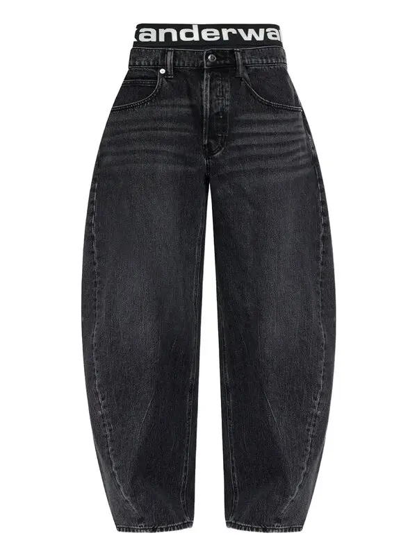 Alexander Wang Blow-up Jeans With Logo Bike Short Waistband - Gray