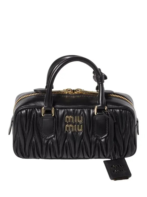 Miu Miu Arcadie Regular Matelassé Nappa Leather Bag - Black