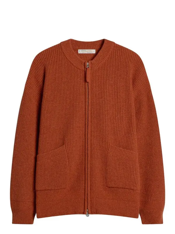 FRIZMWORKS Wool Deck Zipup Cardigan - Brick