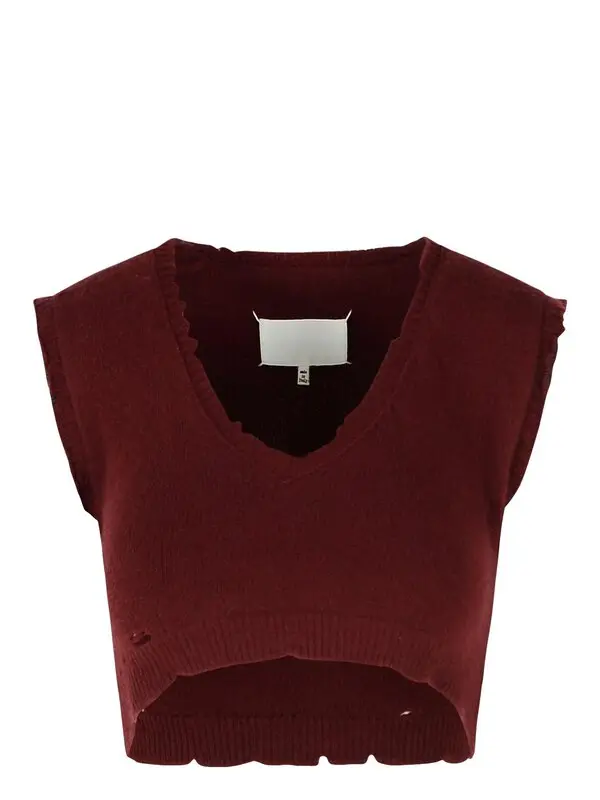MAISON MARGIELA Burgundy Virgin Wool Vest - Multicolor