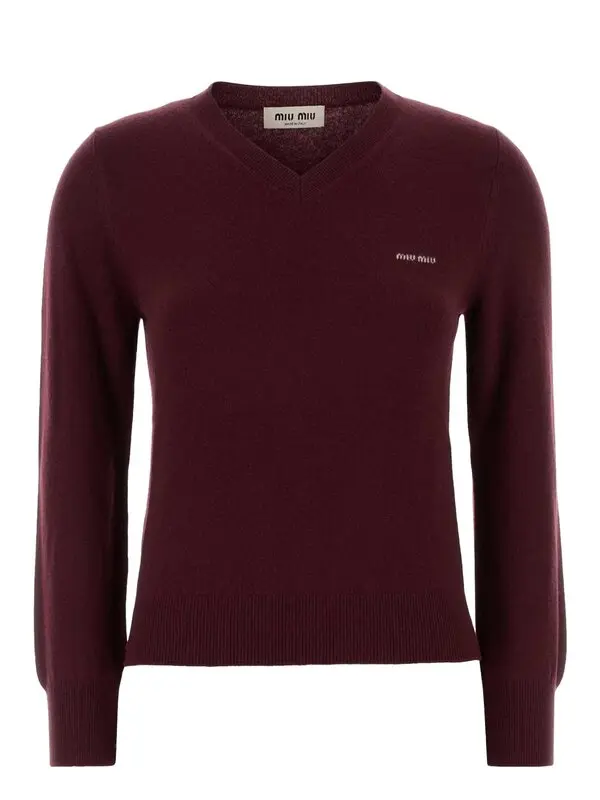 Miu Miu Burgundy Wool Sweater - Red