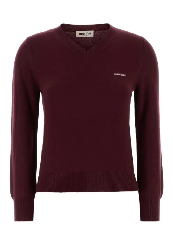Miu Miu Burgundy Wool Sweater - Red
