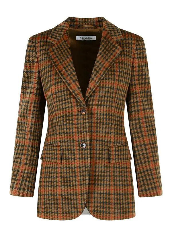 Max Mara Galosce' Blazer In Virgin Wool Blend Leather - Brown