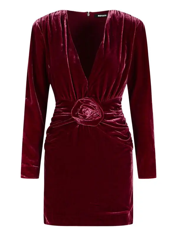 ROTATE BY BIRGER CHRISTENSEN Burgundy Silk Velvet Mini Dress - Multicolor