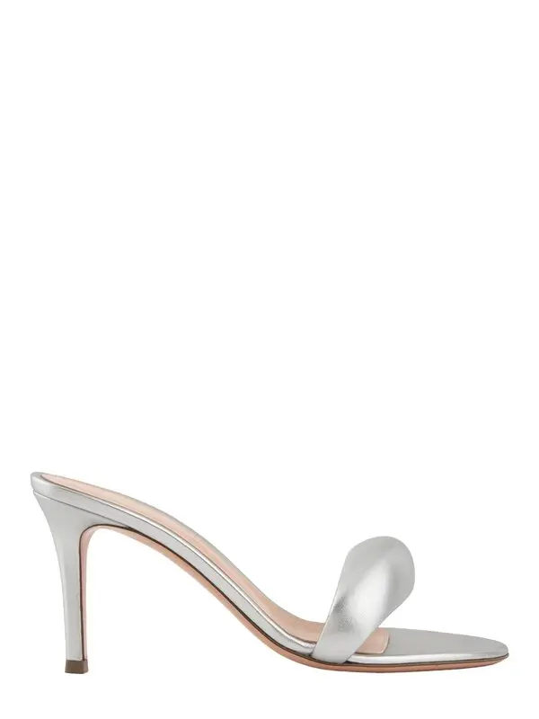 GIANVITO ROSSI Leather Bijoux Mule 85 - Silver