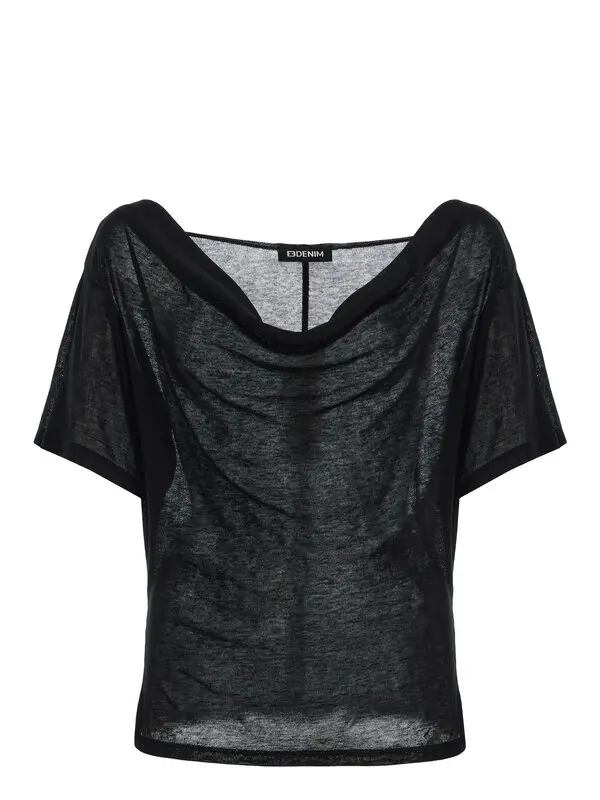EB DENIM Madeo Cowl-neck Top - Black