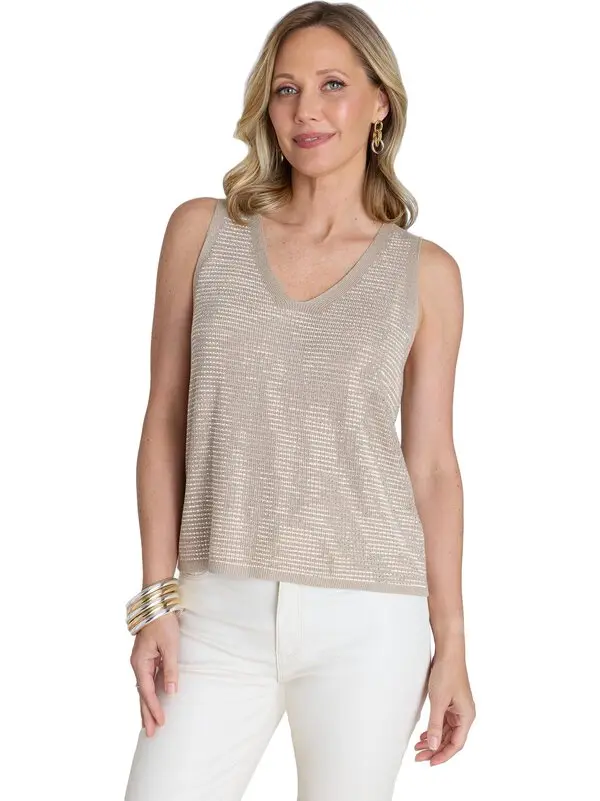 THE NOLI SHOP Brielle Crystal Tank - Beige