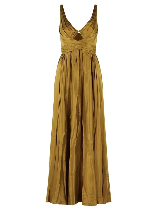 Zimmermann Maxi 'draped' Olive Silk Dress - Green