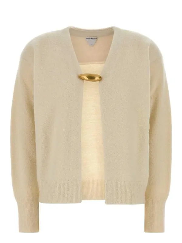 Bottega Veneta Ivory Cashmere Blend Cardigan - Multicolor
