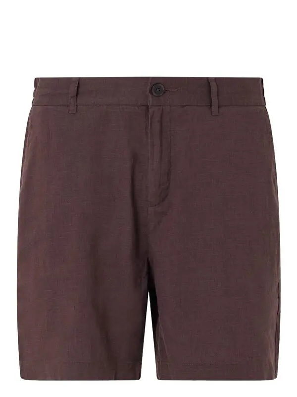 Onia Straight-leg Linen-blend Shorts - Brown