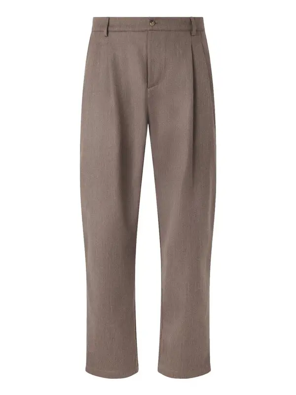 De Bonne Facture Artist Straight-leg Pleated Wool And Cotton-blend Suit Trousers - Brown