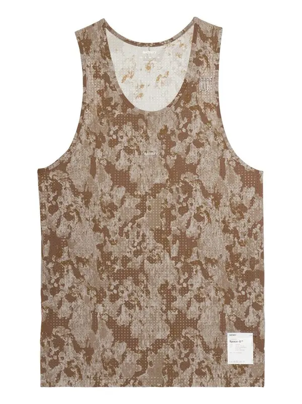 Satisfy Embellished Logo-appliquéd Space-o™ Mesh Tank Top - Brown