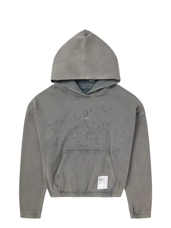 Satisfy Logo-print Distressed Cotton-jersey Hoodie - Gray