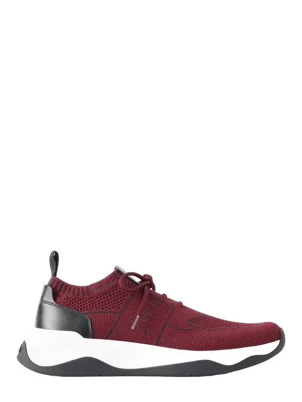 Berluti Shadow Leather-trimmed Stretch-knit Sneakers - Red