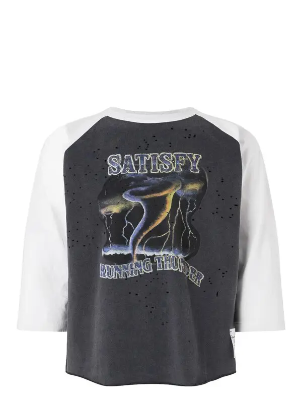 Satisfy Logo-print Distressed Mothtech™ Organic Cotton-jersey T-shirt - Gray
