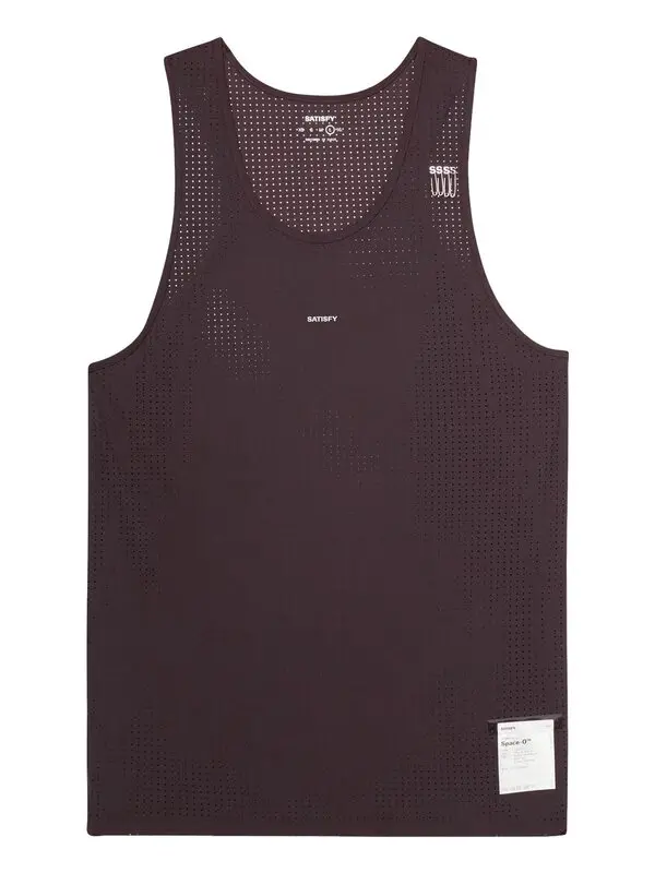Satisfy Embellished Logo-appliquéd Space-o™ Mesh Tank Top - Brown