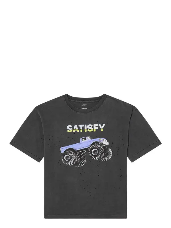 Satisfy Logo-print Distressed Mothtech™ Cotton-jersey T-shirt - Black