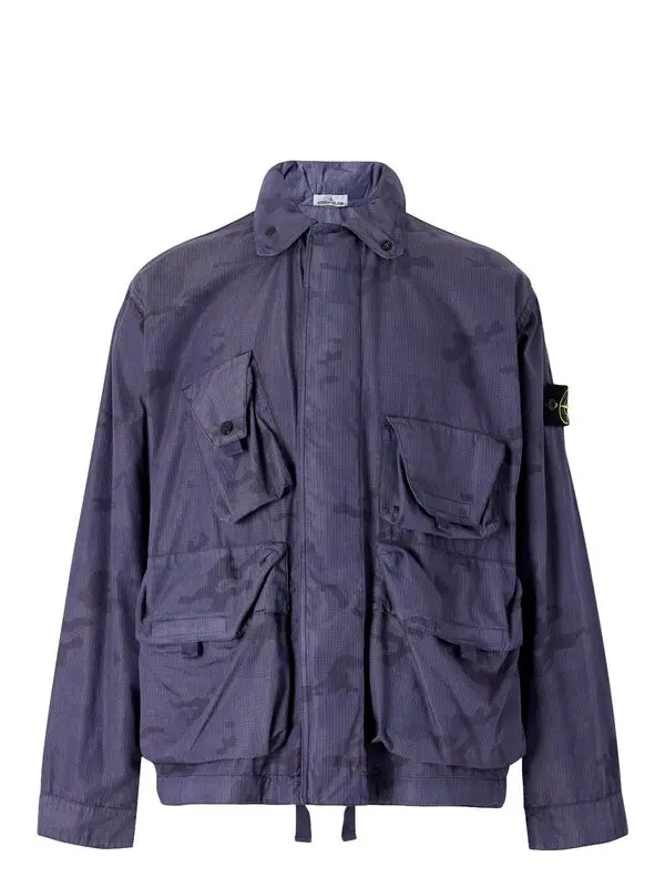 Stone Island Camouflage-print Cotton-blend Ripstop Jacket - Blue