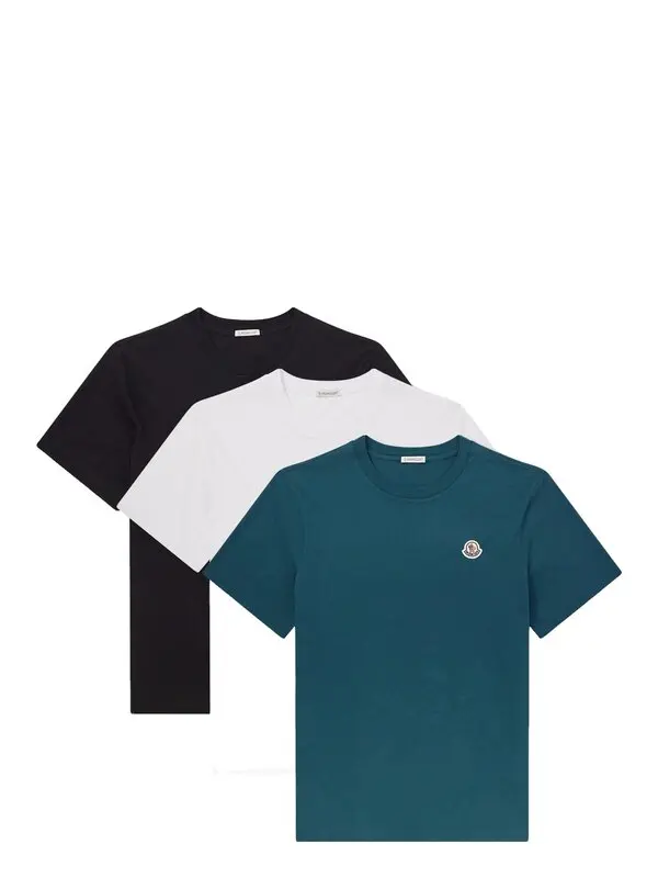 Moncler Three-pack Logo-appliquéd Cotton-jersey T-shirts - Multi