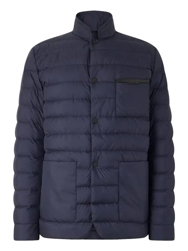 Moncler Kenai Leather-trimmed Quilted Shell Down Jacket - Blue