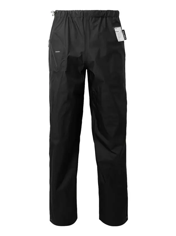 Satisfy Straight-leg Pertex® 3l Rain Logo-appliquéd Recycled-ripstop Trousers - Black