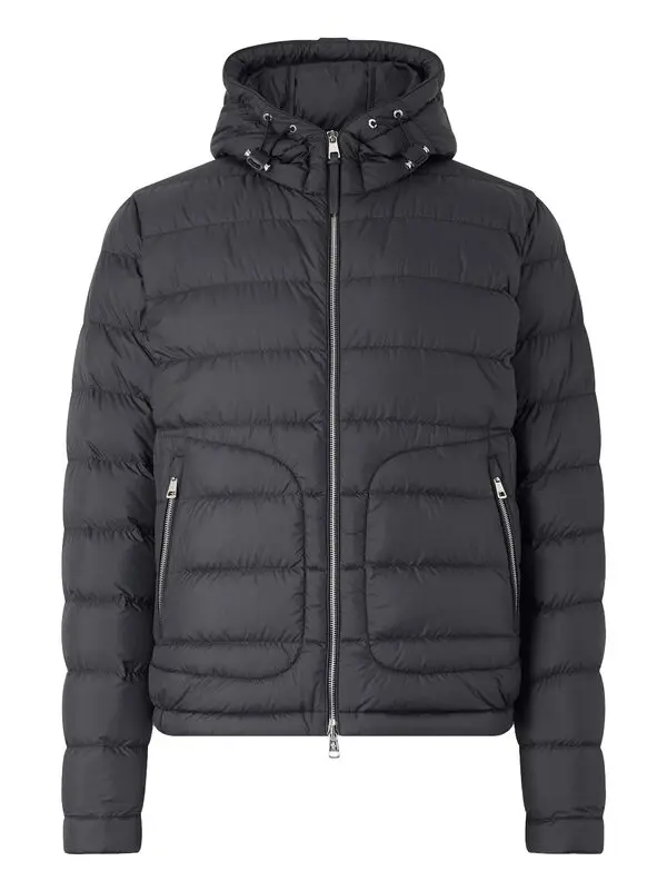 Moncler Sestriere Slim-fit Leather-trimmed Quilted Shell Hooded Down Jacket - Black