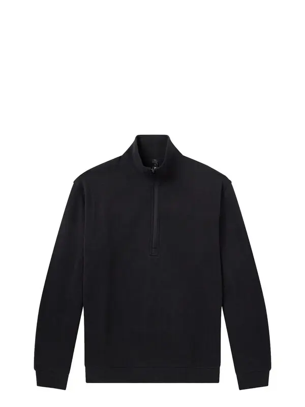 Lululemon Steady State Cotton-blend Jersey Half-zip Sweatshirt - Black