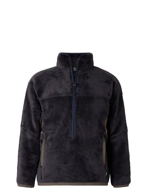Moncler Jersey-trimmed Polartec® High Loft Half-zip Sweatshirt - Blue