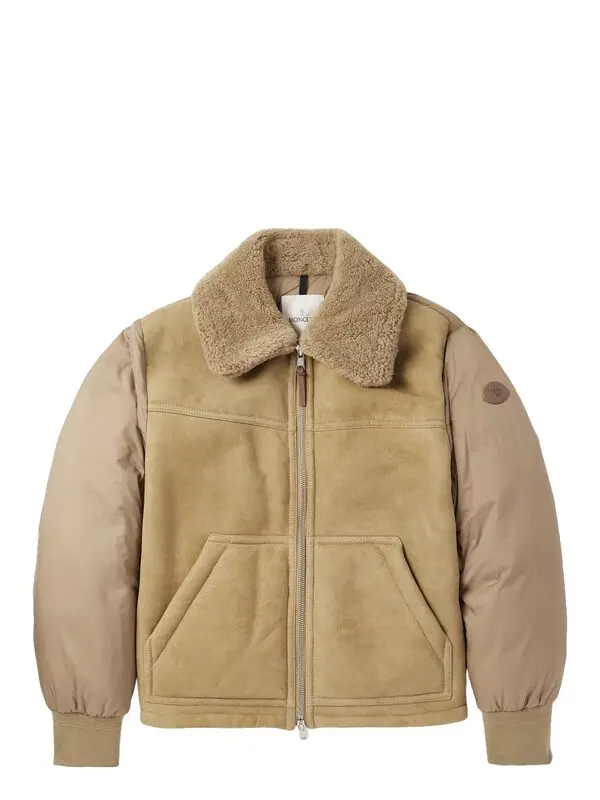 Moncler Tonnay Shearling-trimmed Suede Down Jacket - Neutrals