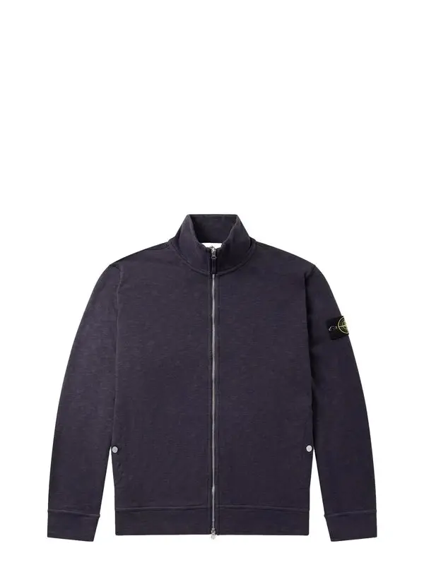 Stone Island Logo-appliquéd Cotton Zip-up Sweatshirt - Blue