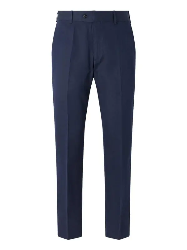 Brioni Straight-leg Linen And Cotton-blend Trousers - Blue