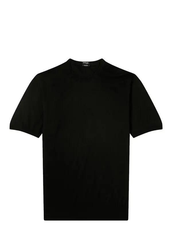 Kiton Knitted Cotton T-shirt - Black