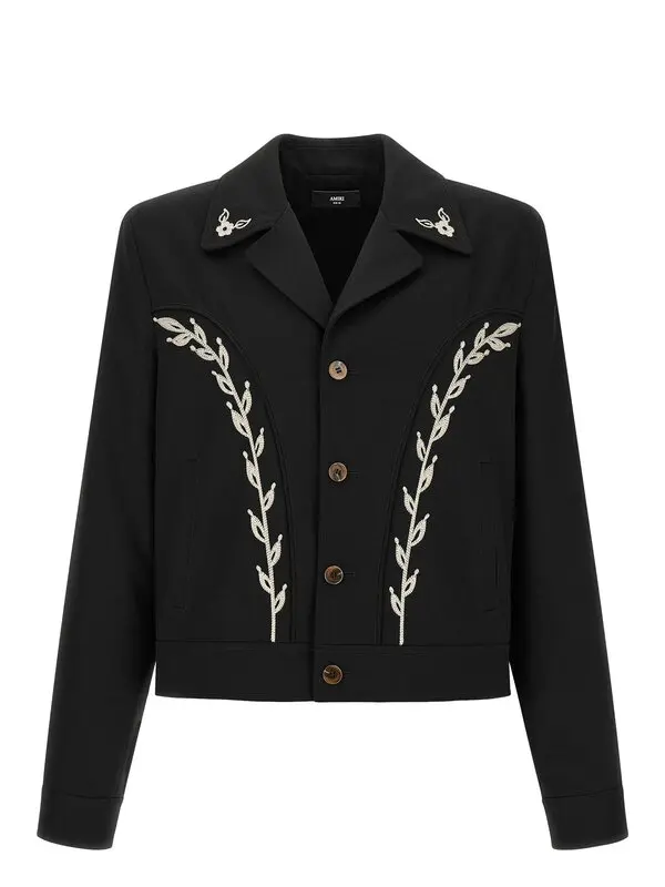Amiri Western Jacket With Embroideries - Black