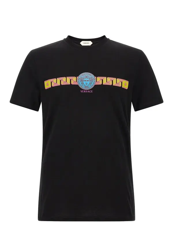 Versace Medusa' Print Cotton T-shirt - Black
