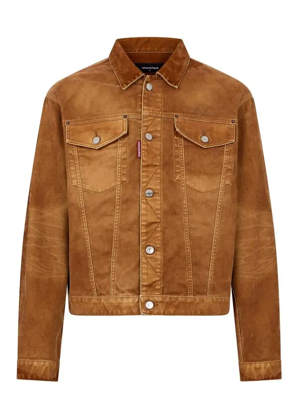Dsquared2 Weathered Suede Oversized Jean Jacket - Red