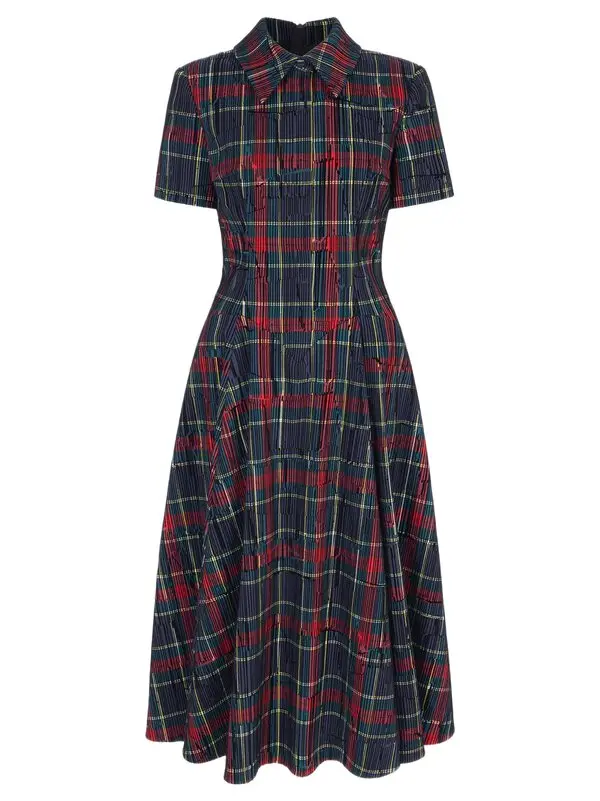 EMILIA WICKSTEAD Jody Dress In & Green Flocked Check - Red