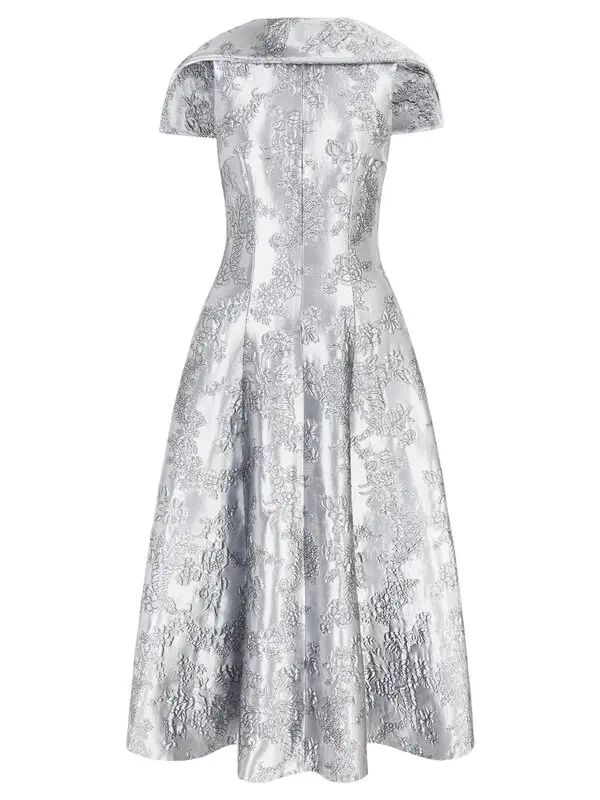 EMILIA WICKSTEAD Harlow Dress In Metallic Cloque - Silver
