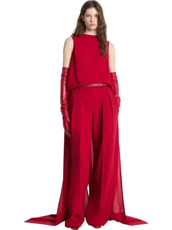 Michael Kors Wool Crepe Opera Blouse In Size By - Red