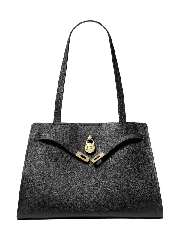 Michael Kors Hamilton Moderne Large Leather Tote Bag In By - Black