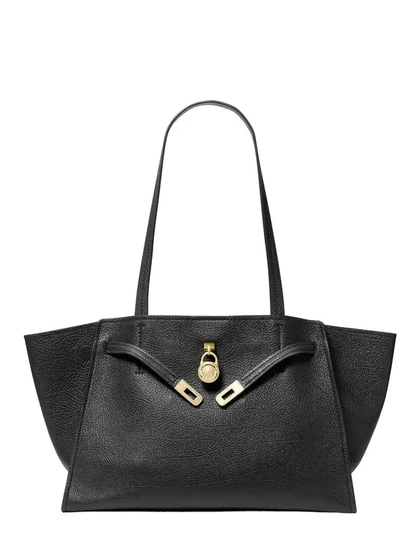 Michael Kors Hamilton Large Leather Tote Bag In By - Black