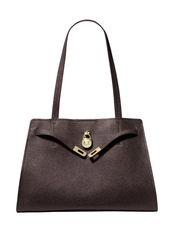 Michael Kors Hamilton Moderne Large Leather Tote Bag In By - Brown