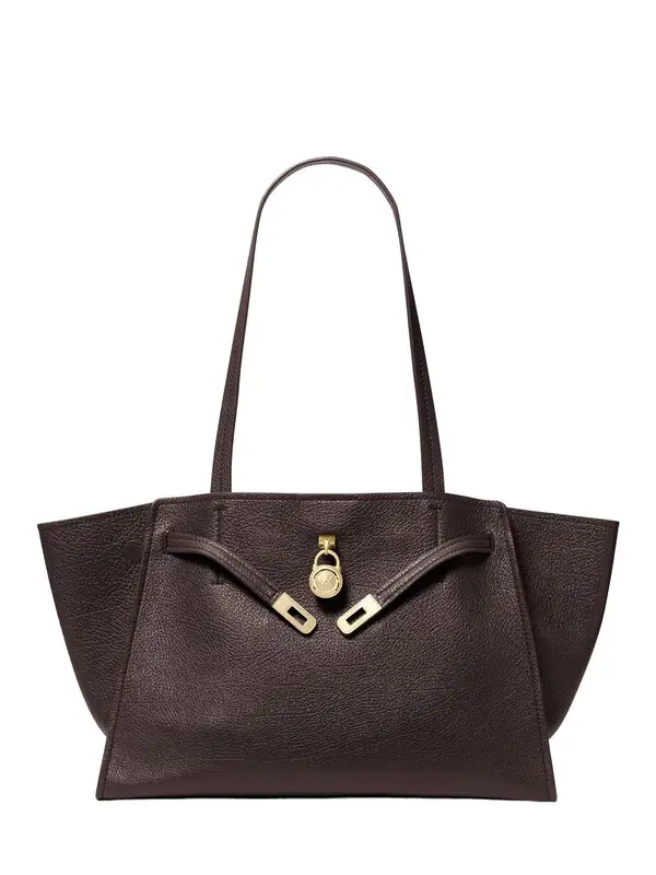 Michael Kors Hamilton Large Leather Tote Bag In By - Brown
